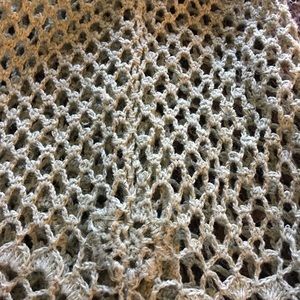 None | Sweaters | Light Sage Green Crocheted Open Weave Cardigan L ...